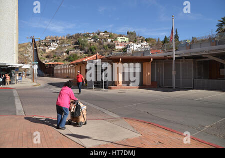 Pedestrians cross between Arizona and Sonora, Mexico, at the U.S ...