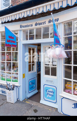 Traditional sweet shop selling Whitby Rock and ice cream. Whitby Stock ...
