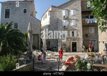 Becici, Budva, Montenegro, May 23, 2009: Houses in the old center of ...