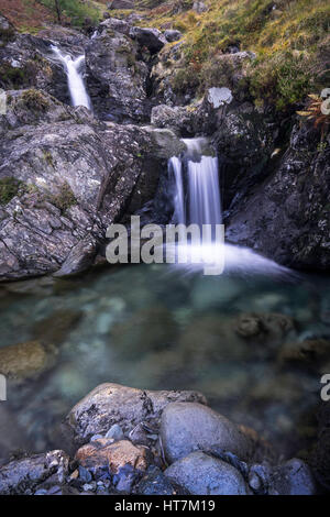 Waterfall, Warnscale beck. The beck flows down to Buttermere, in the ...