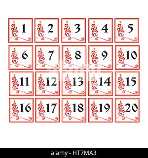 Illustration. Decorative number cards for wedding and holiday Stock ...