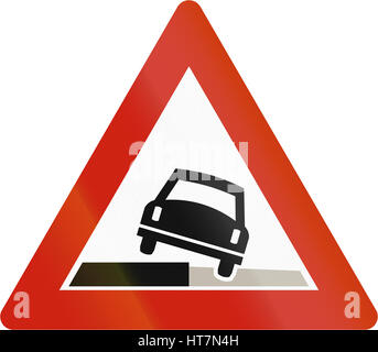Soft shoulder warning sign Stock Photo - Alamy