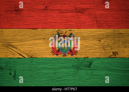 Bolivia national flag with coat of arms or crest. Painting is colorful ...