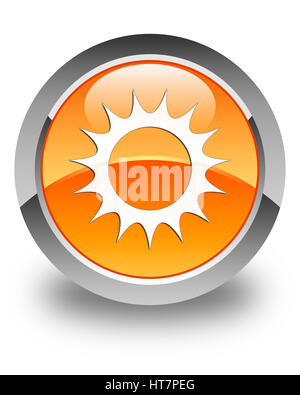Sun icon isolated on glossy green round button abstract illustration ...