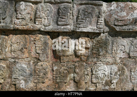 Skull reliefs at Tzompantli, the platform of skulls, Chichen-Itza ...