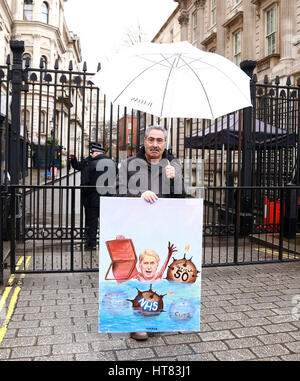 London, UK. 8th Mar, 2017. Satirical artist, Kaya Mar, is seen in ...