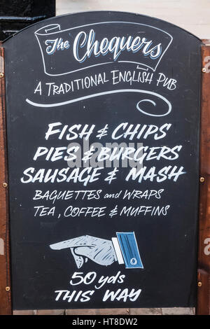 England, London, Soho, Pub Food Menu Stock Photo - Alamy