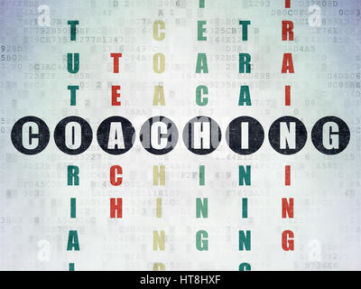 Education concept: Coaching in Crossword Puzzle Stock Photo - Alamy