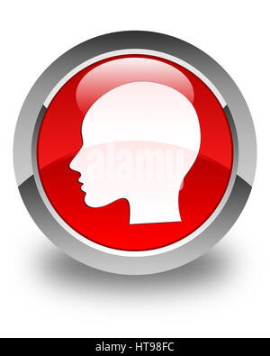 Head woman face icon isolated on 3d black round button abstract ...