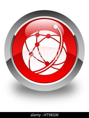 Global network icon isolated on 3d blue round button abstract ...