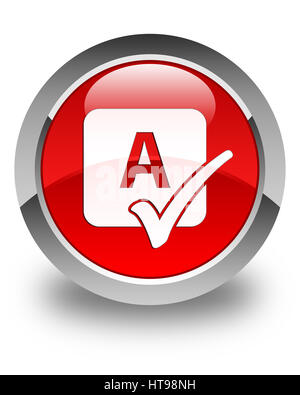 check icon glossy red, isolated on white background Stock Photo - Alamy