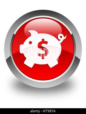 Piggy Bank Icon On Red Background. Red Flat Style Vector Illustration ...