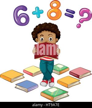 Boy solving math problem illustration Stock Vector Art & Illustration ...