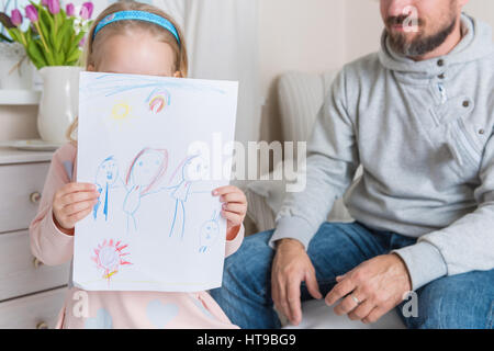 Girl power concept with cute kid guardian against cloudscape background ...