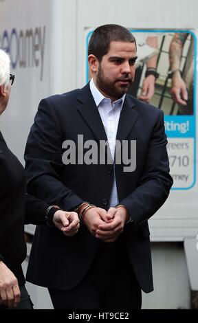 Michael Lane arrives by van at Lewes Crown Court, where he is accused ...