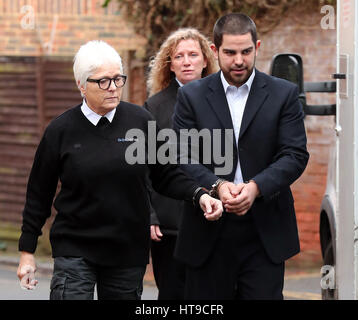 Michael Lane arrives by van at Lewes Crown Court, where he is accused ...