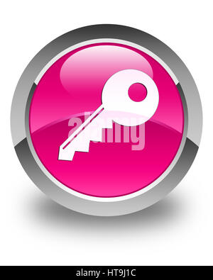 Key icon isolated on glossy white round button abstract illustration ...
