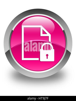 Secure document icon isolated on glossy purple round button abstract ...