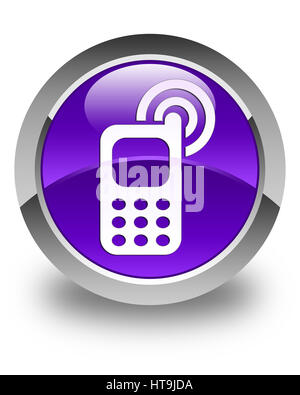 Cellphone ringing icon isolated on glossy orange round button abstract ...