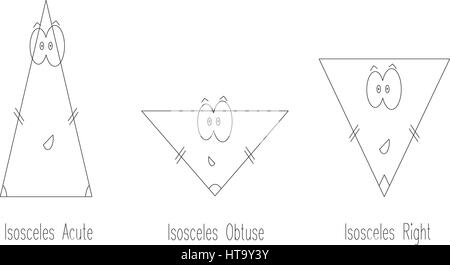 types of isosceles triangle - geometry shapes for kids Stock Photo ...