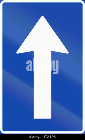 Norwegian regulatory road sign - One-way road Stock Photo - Alamy