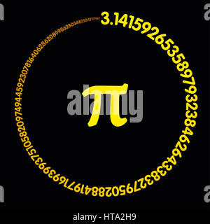 Hundred digits of number Pi forming a rainbow colored circle. Value of ...