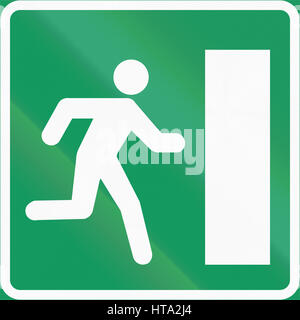 Isolated exit, emergency sign with reflection and shadow on white ...