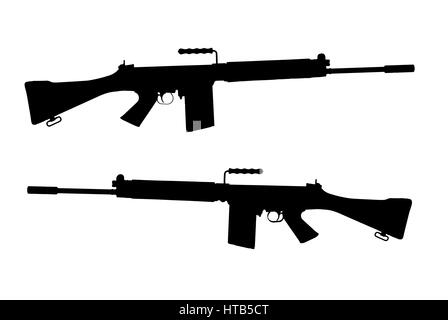 Assault rifle side view. Isolated. 3D Rendering Stock Photo - Alamy
