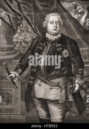 FREDERICK WILLIAM I OF PRUSSIA (1688-1740) inspecting his infantry ...