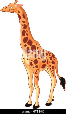 cute little giraffe cartoon comic character with smiling face happy ...