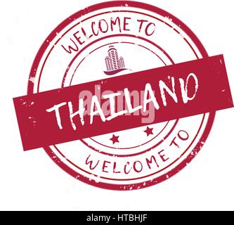 Welcome to Thailand stamp. Thailand round sign isolated on white ...
