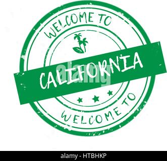Welcome to California stamp. California round sign isolated on white ...