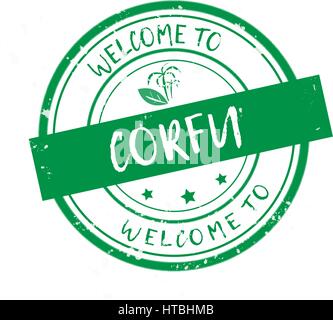 Corfu stamp. Travel red rubber stamp with the map of the island, vector ...