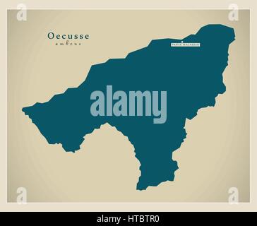 Map of East Timor with the provinces, Oecusse is highlighted by orange ...