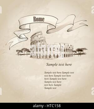 Vector drawing of the Colosseum in Rome on a white background Stock ...
