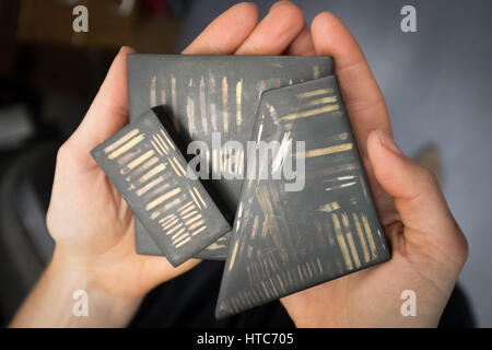 Gold, silver, platinum precious metal testing touchstone or scratch ...