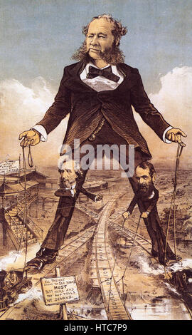 THE MODERN COLOSSUS OF (RAIL) ROADS, 1879 political cartoon in PUCK ...