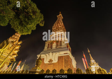 Wat Phra That Phanom temple at night, Nakhon Phanom, Thailand Stock ...