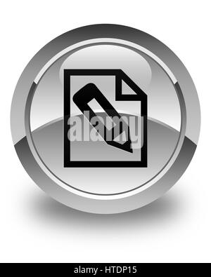 Pencil in page icon isolated on glassy orange round button abstract ...