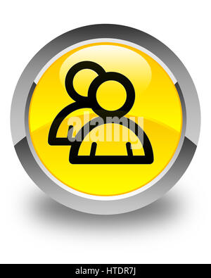 Group icon isolated on glossy yellow round button abstract illustration ...