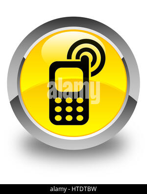 Cellphone ringing icon isolated on 3d cyan blue round button abstract ...