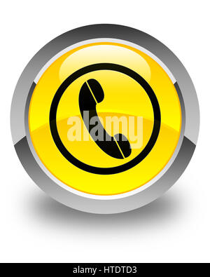 Phone icon isolated on glossy red round button abstract illustration ...