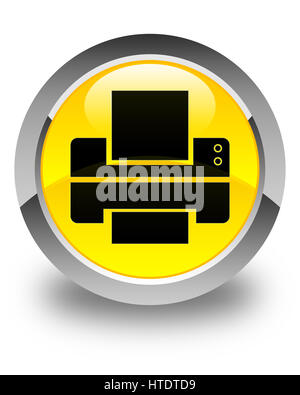 Printer icon isolated on glossy orange round button abstract ...