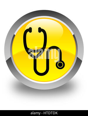 Stethoscope icon isolated on glossy orange round button abstract ...