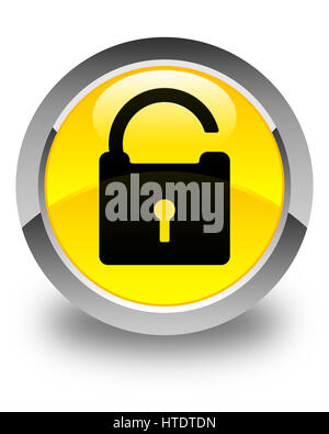 Unlock icon isolated on glossy orange round button abstract ...