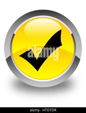 Validation icon isolated on glossy black round button abstract ...