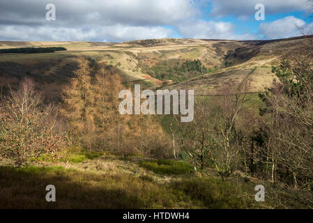 Beautiful view from Shire Hill near Glossop. Early spring landscape on ...