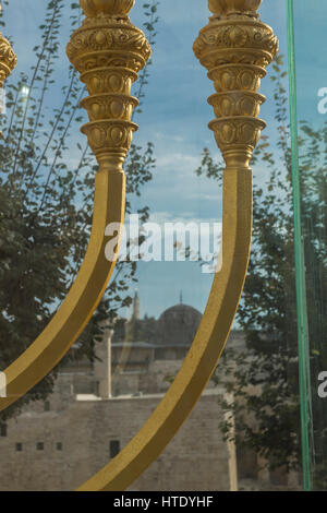 Replica of the Golden temple Menorah, Jerusalem, Israel Stock Photo - Alamy