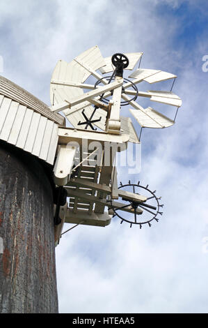 A view of the partially restored drainage mill on the Norfolk Broads at ...