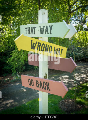 Curios sign post, This Way, Wrong Way, Larnach Castle, Otago, New ...